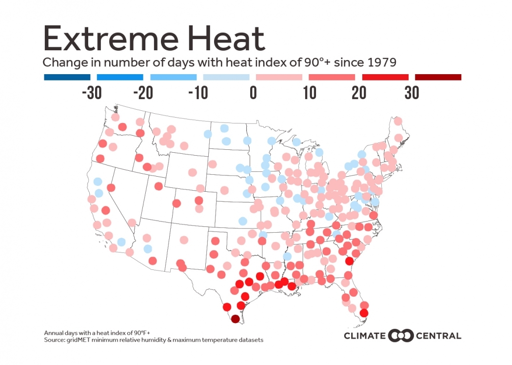 2019HeatIndex_ExtremeCautionMap_Climate Central | CT Mirror