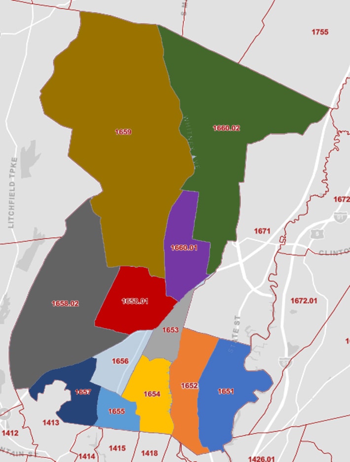 Hamden census tract map color coded | CT Mirror
