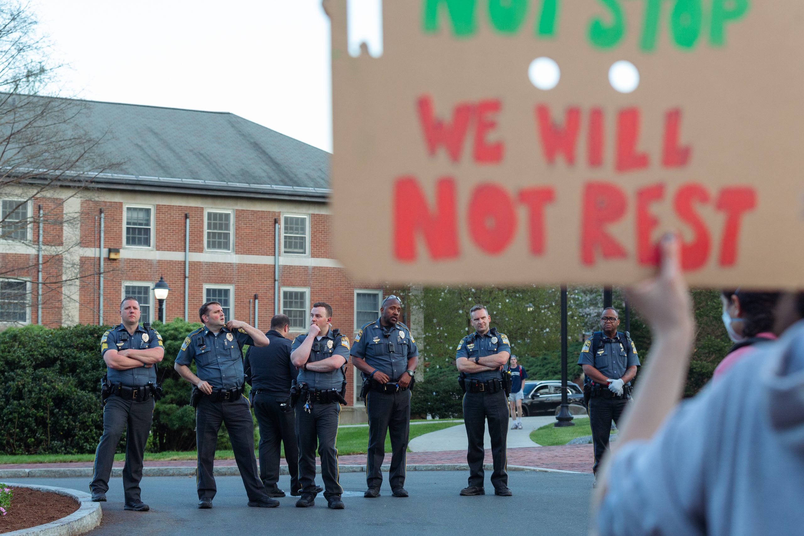 Over a dozen UCPD officers surveilled Wednesday's protest. | CT Mirror