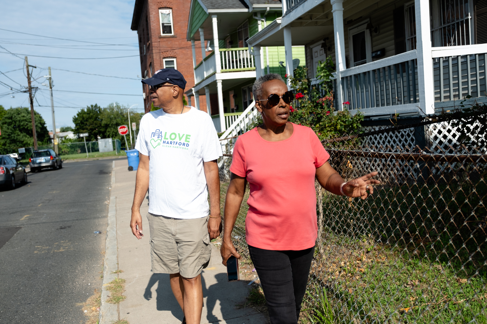 Jeffrey Stewart and Jean Holloway walk through Clay Arsenal. | CT Mirror