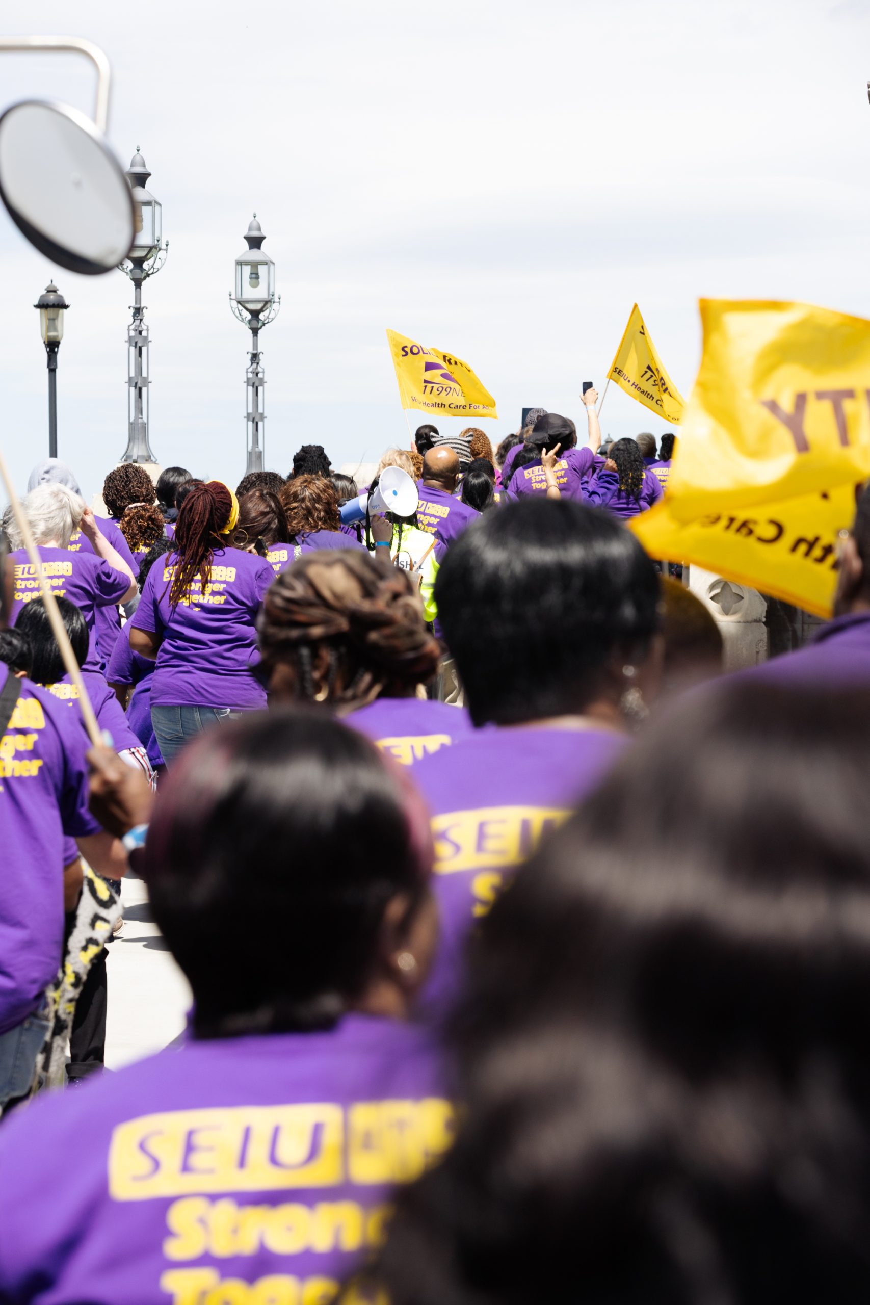 Members of SEIU 32BJ rally in front of the Capitol on May 1, 2025. | CT ...