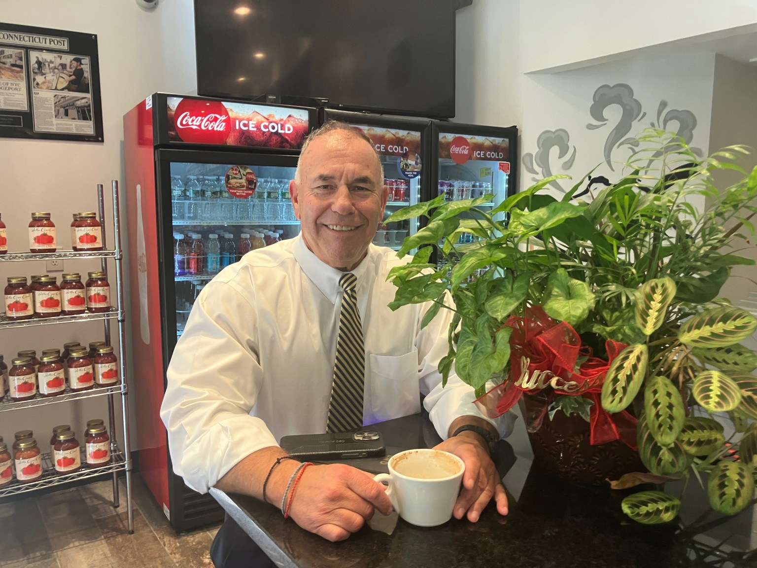 Kosta Diamantis, sipping a cappuccino, awaits jury verdict in trial