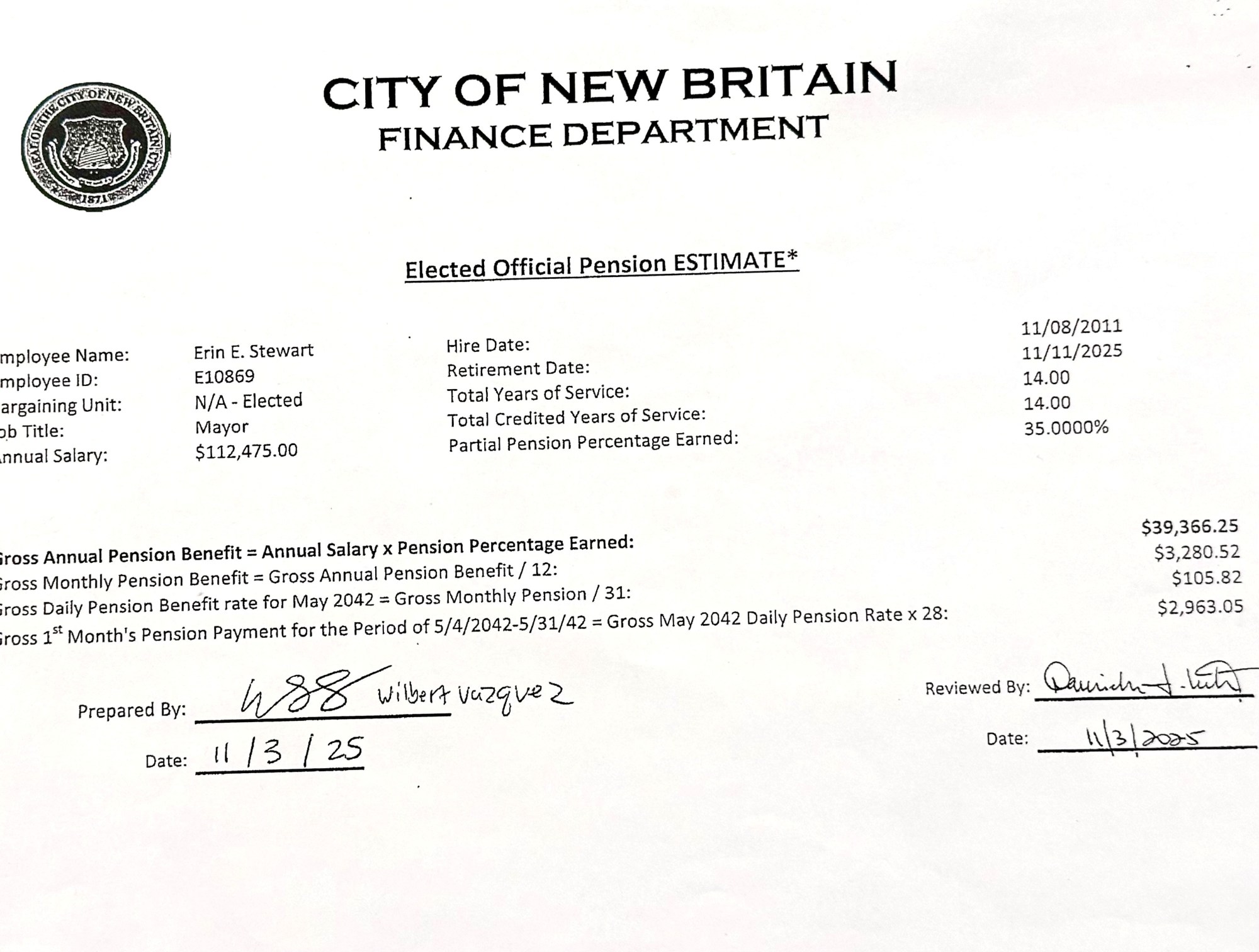 Leaving office, Erin Stewart sought pension benefit that didn't exist